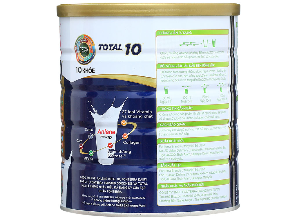 Sữa bột Anlene Gold Total 10 vani lon 800g tại Bách hóa XANH