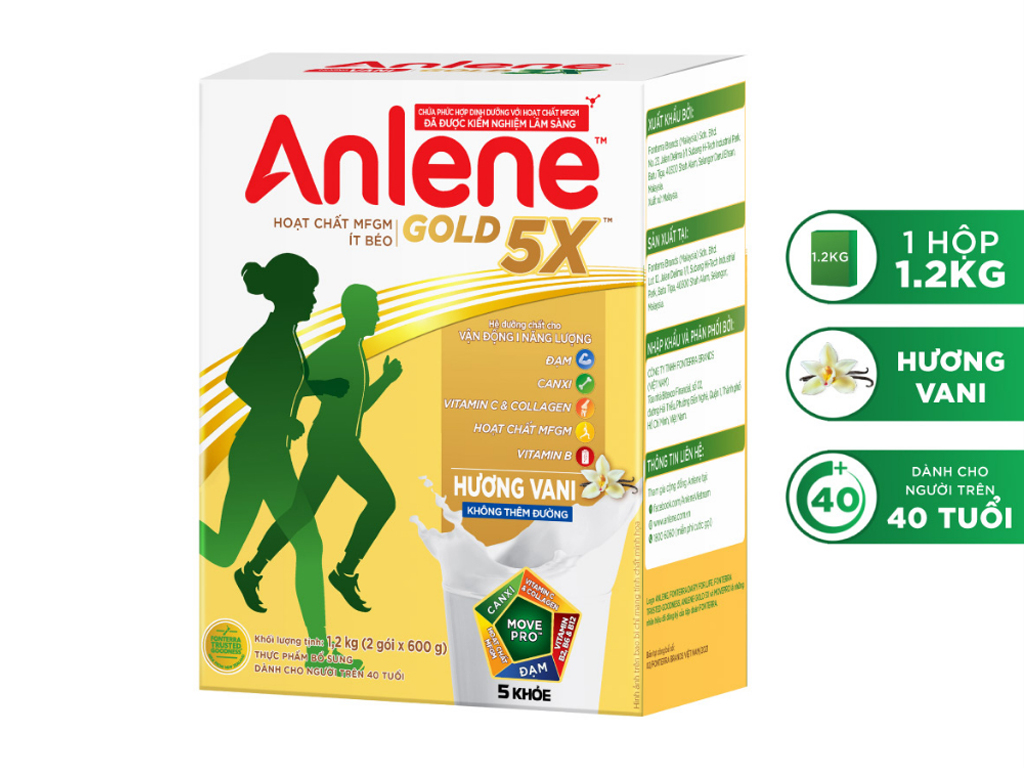Sữa bột Anlene Gold 5X vani hộp 1.2kg giá tốt Bách hóa XANH