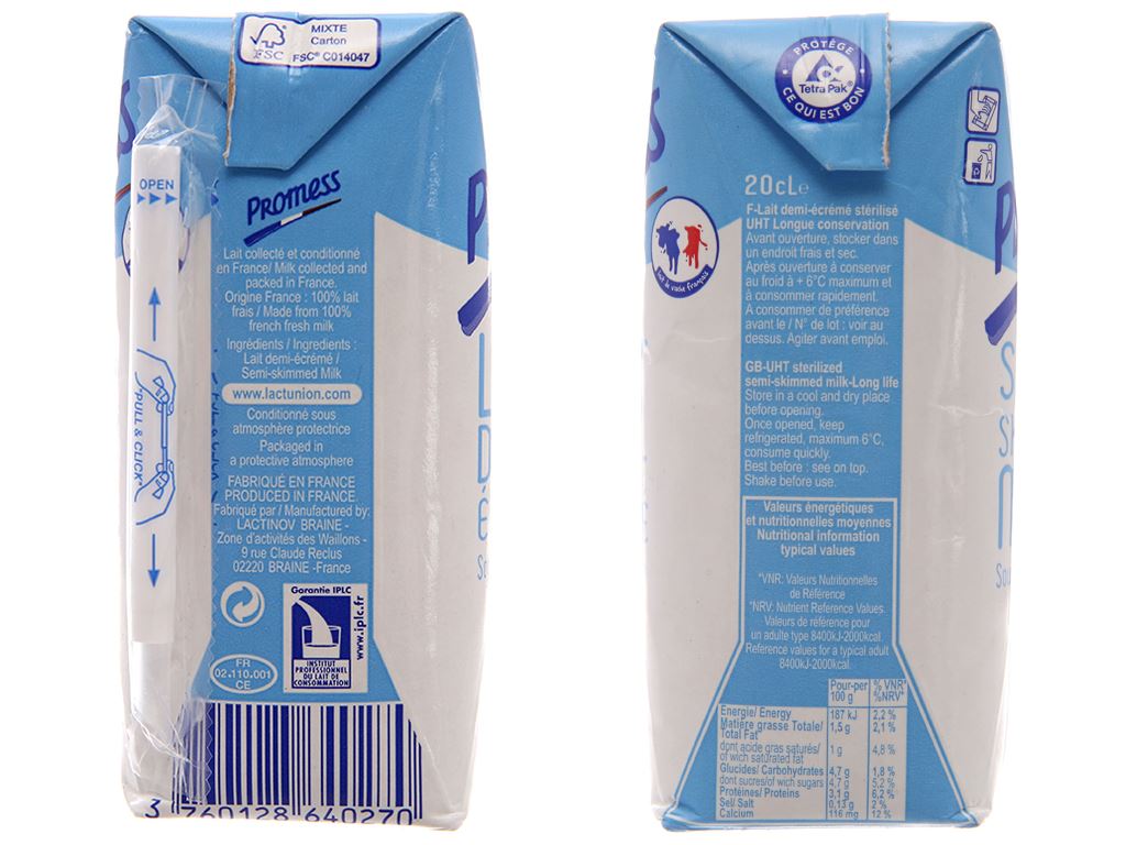 Lốc 6 hộp sữa ít béo Promess 200ml giá tốt tại Bách hoá XANH