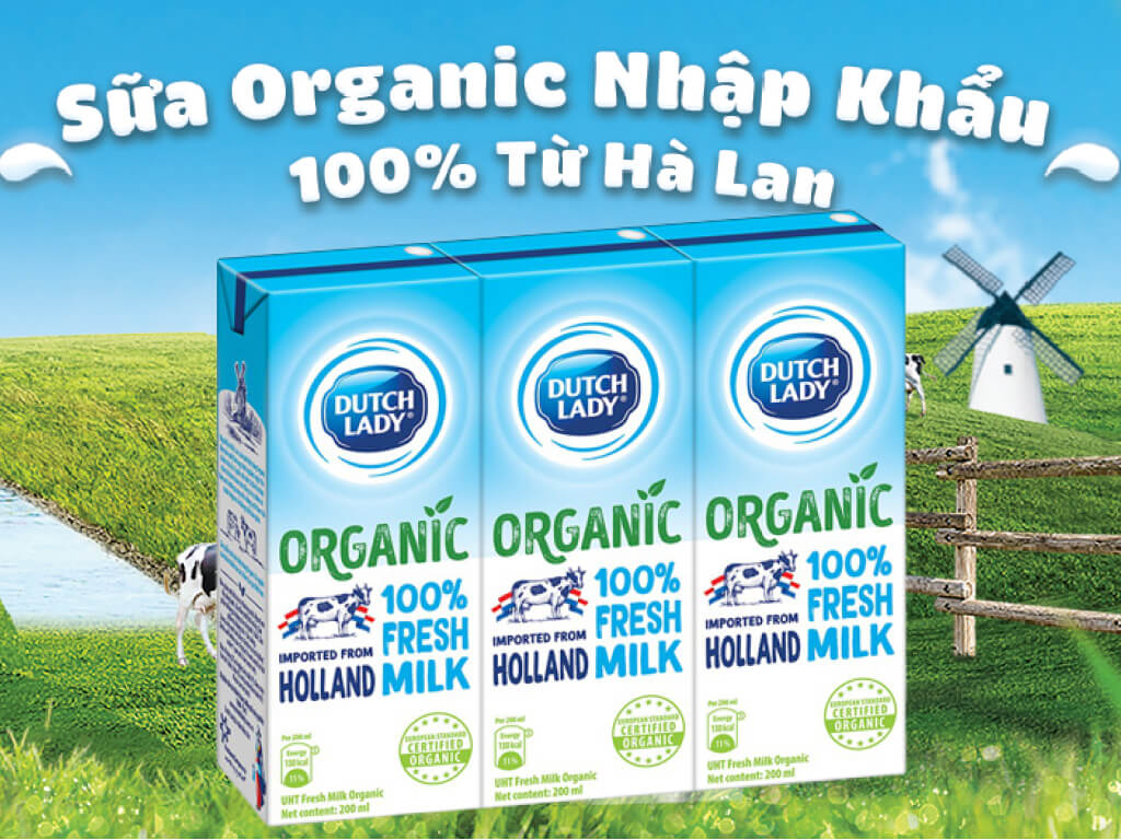 3 hộp sữa Organic Dutch Lady 200ml giá tốt tại Bách hoá XANH