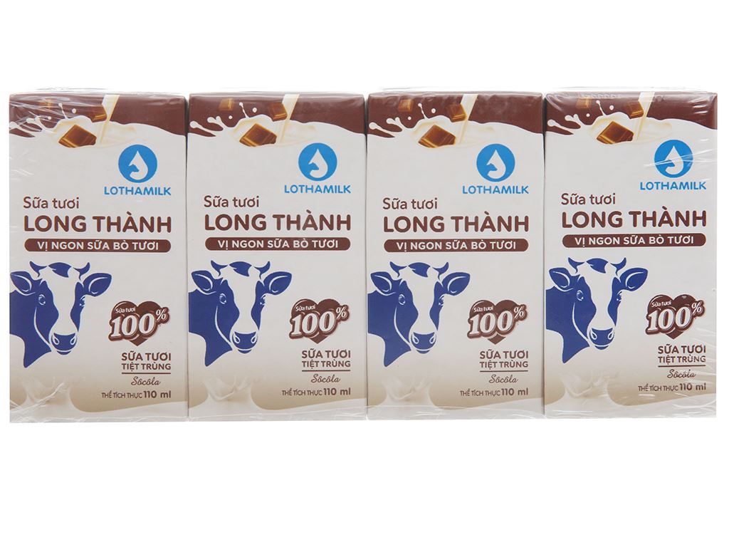4 hộp sữa socola Lothamilk 110ml giá tốt tại Bách hoá XANH