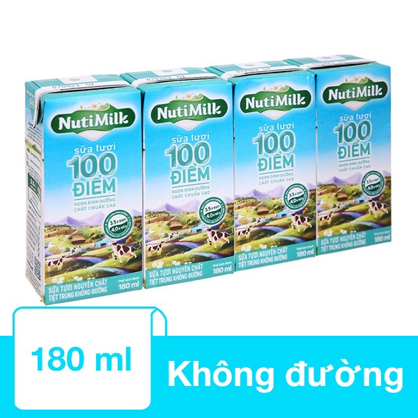 4 hộp sữa tươi Nutimilk 180ml giá tốt - AVAKids.com