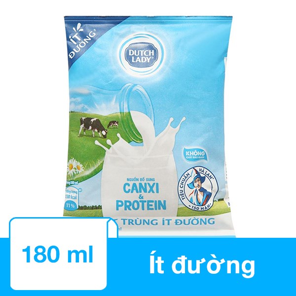Sữa tươi Dutch Lady ít đường bịch 180 ml (từ 1 tuổi) chính hãng ...