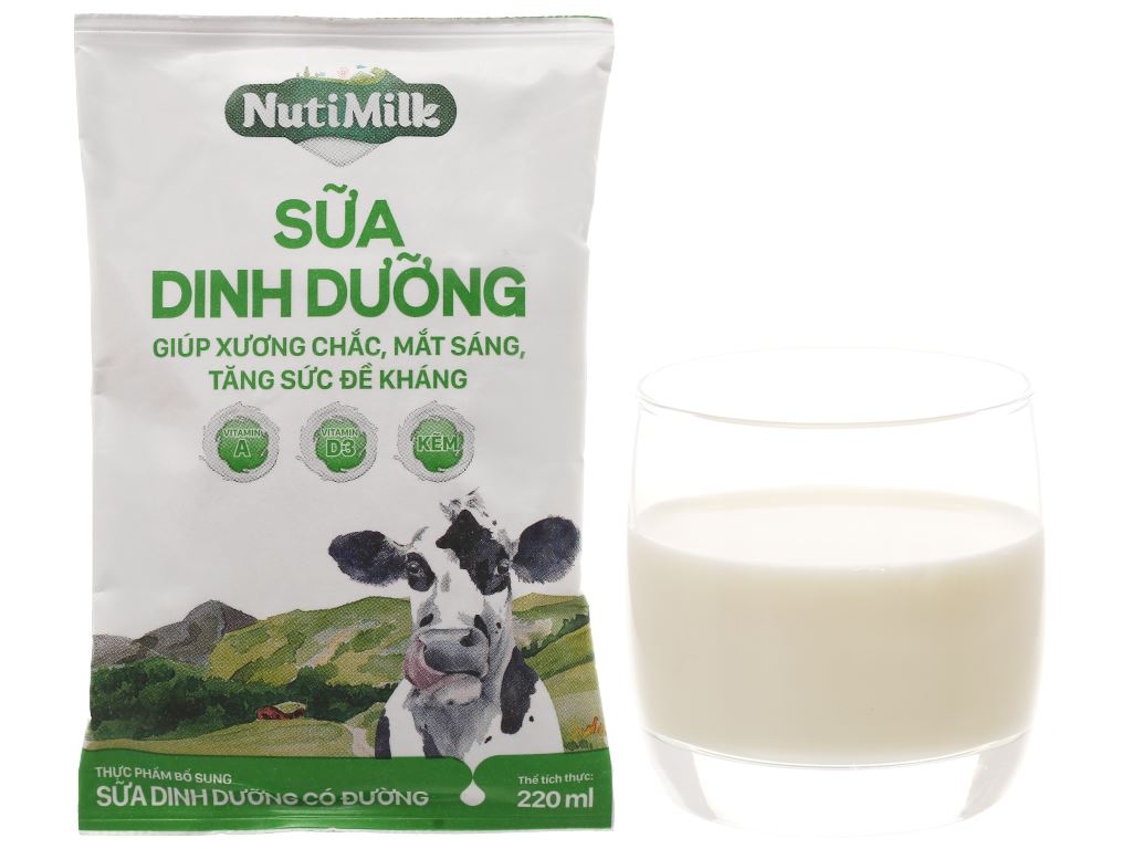 Sữa dinh dưỡng có đường Nutimilk bịch 220ml