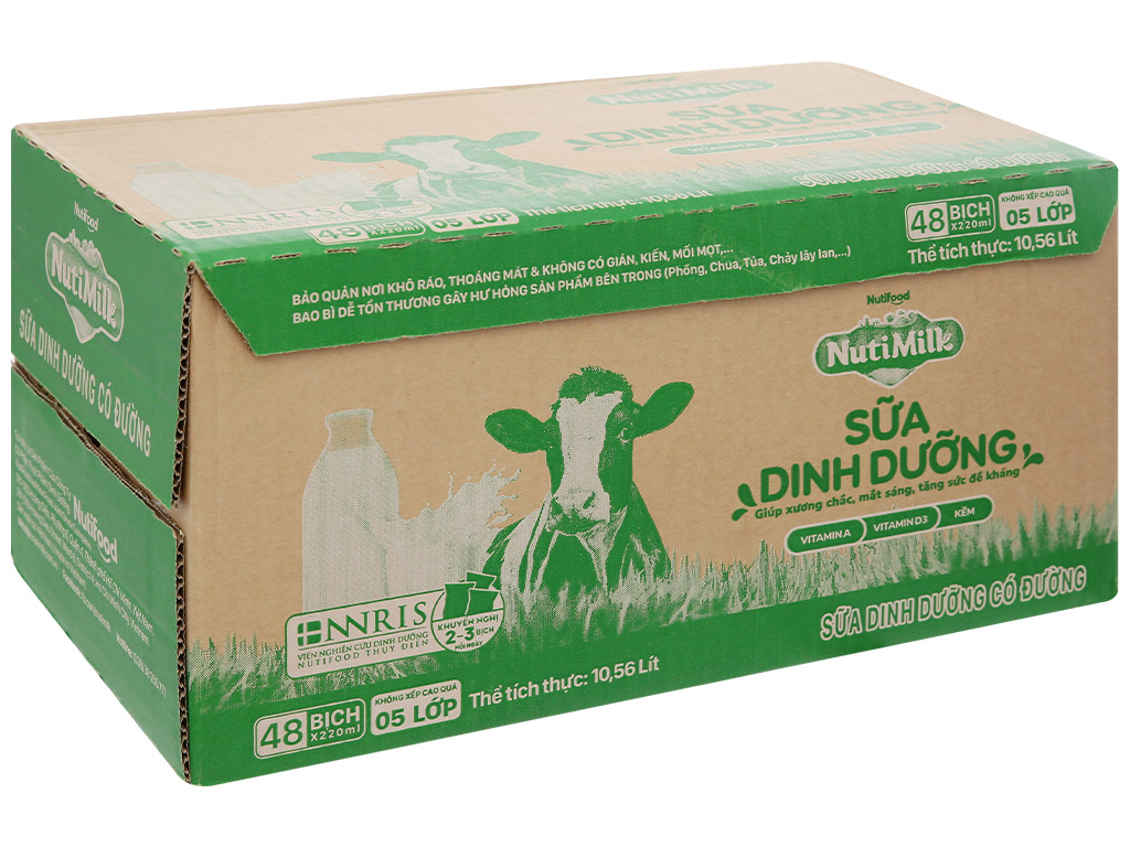 48 bịch Nutimilk có đường 220ml giá tốt tại Bách hoá XANH
