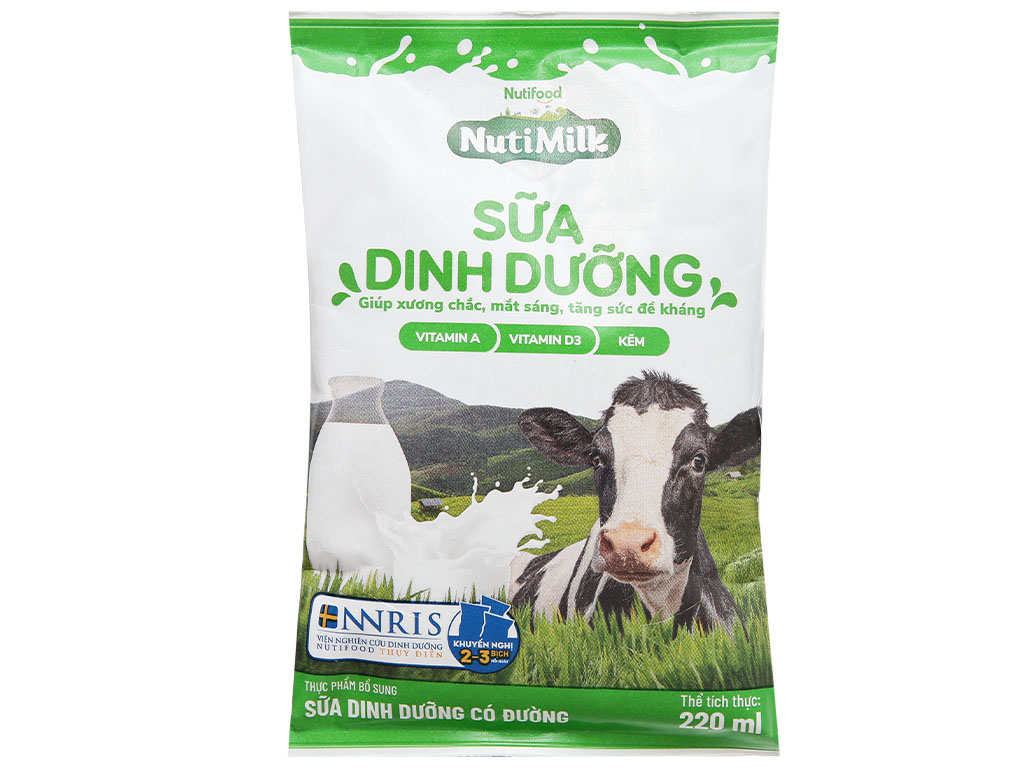 48 bịch Nutimilk có đường 220ml giá tốt tại Bách hoá XANH