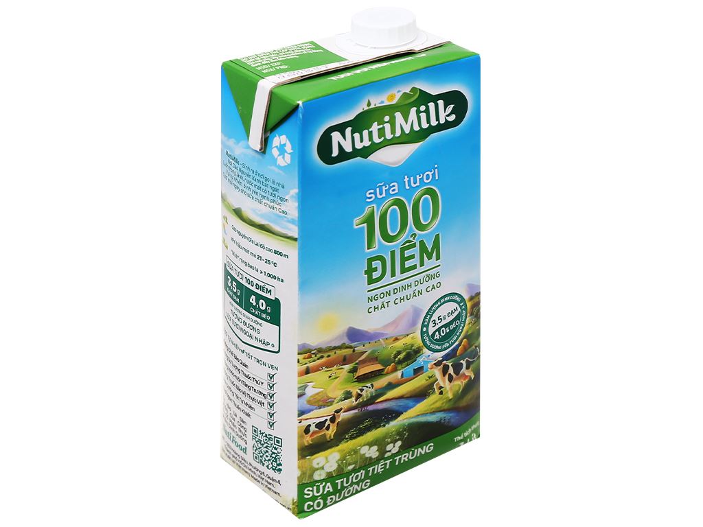 Sữa tươi Nutimilk 100 điểm có đường hộp 1L tại Bách hoá XANH