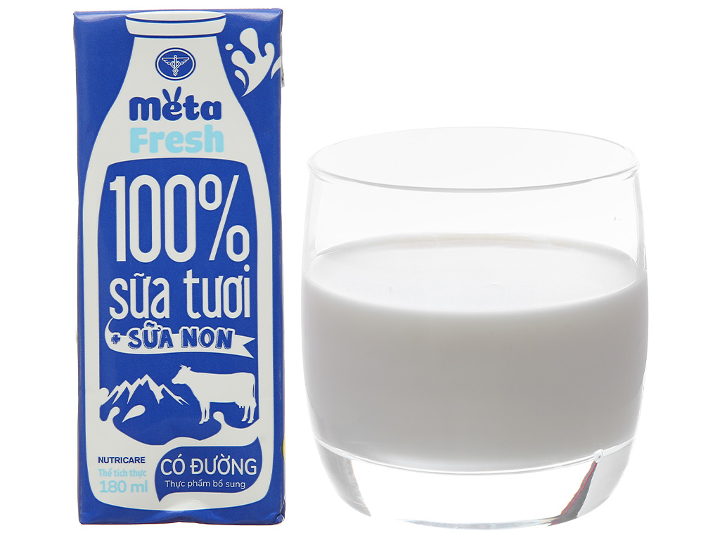 Lốc 4 hộp sữa tươi Meta Fresh có đường 180ml | Bách Hóa XANH