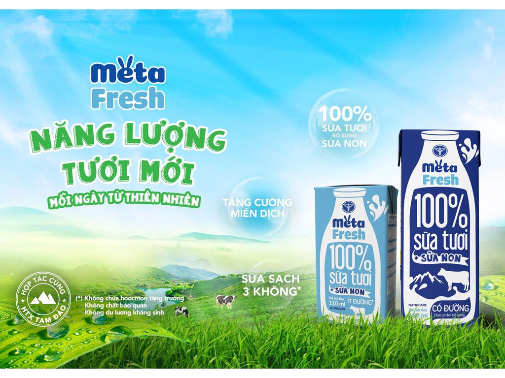Thùng 48 hộp sữa tươi Meta Fresh có đường 180ml Bách Hóa XANH