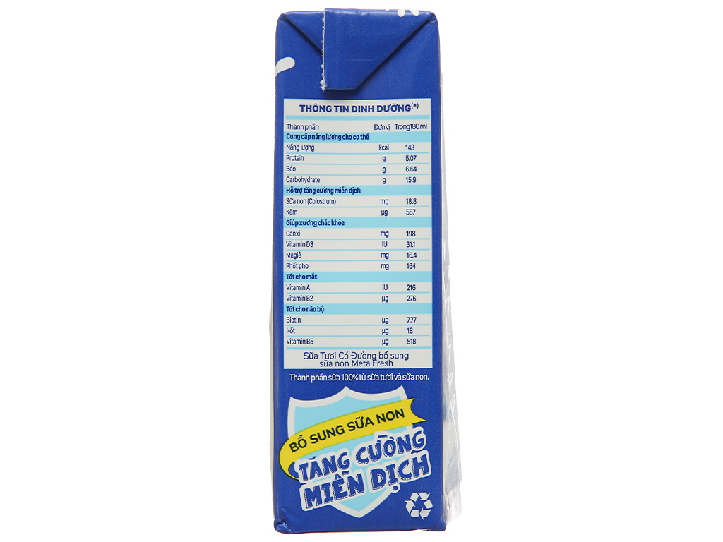 Thùng 48 hộp sữa tươi Meta Fresh có đường 180ml Bách Hóa XANH