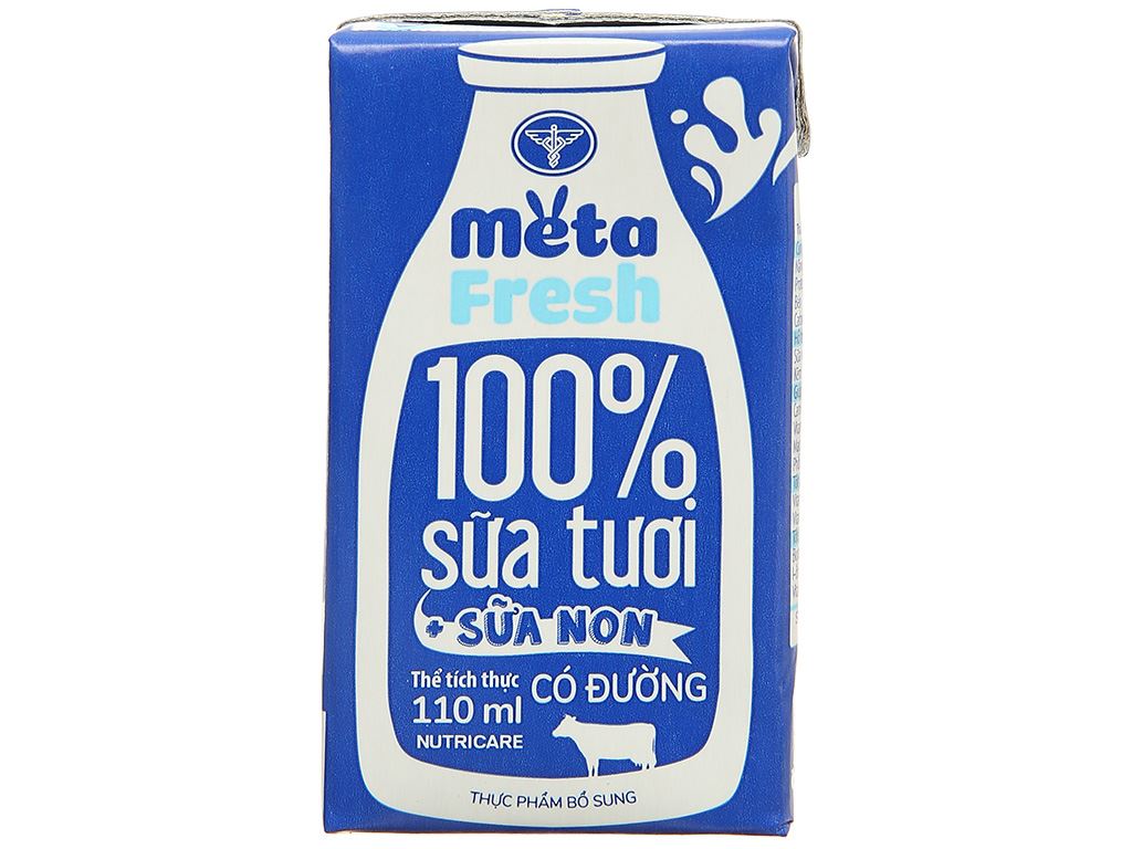 Lốc 4 hộp sữa tươi Meta Fresh có đường 110ml | Bách Hóa XANH