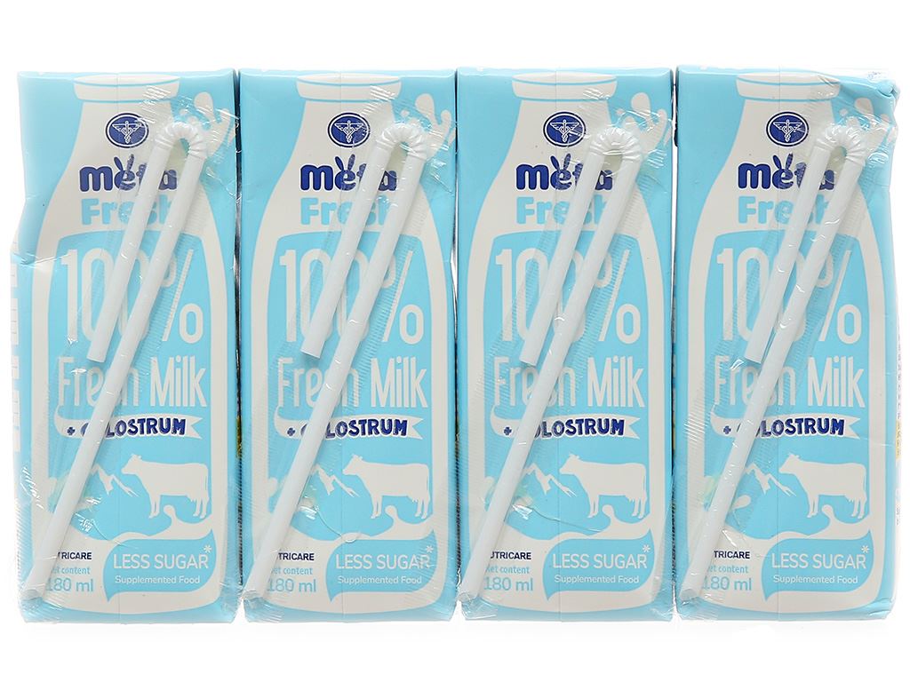 Lốc 4 hộp sữa tươi Meta Fresh ít đường 180ml | Bách Hóa XANH