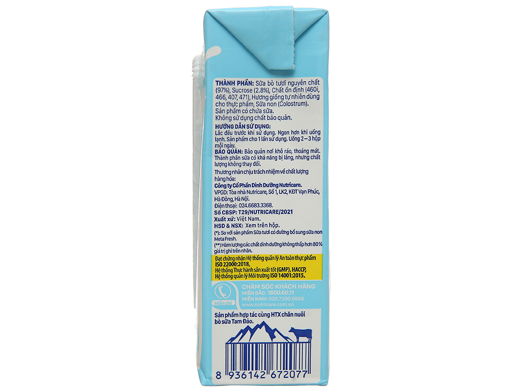 Lốc 4 hộp sữa tươi Meta Fresh ít đường 180ml | Bách Hóa XANH