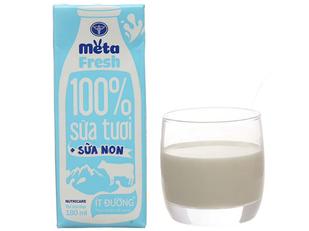 Lốc 4 hộp sữa tươi Meta Fresh ít đường 180ml | Bách Hóa XANH