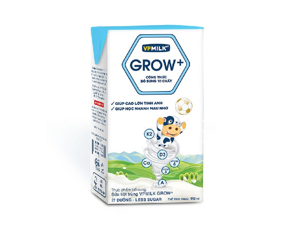 Sữa tươi tiệt trùng ít đường VPMilk Grow + 110ml