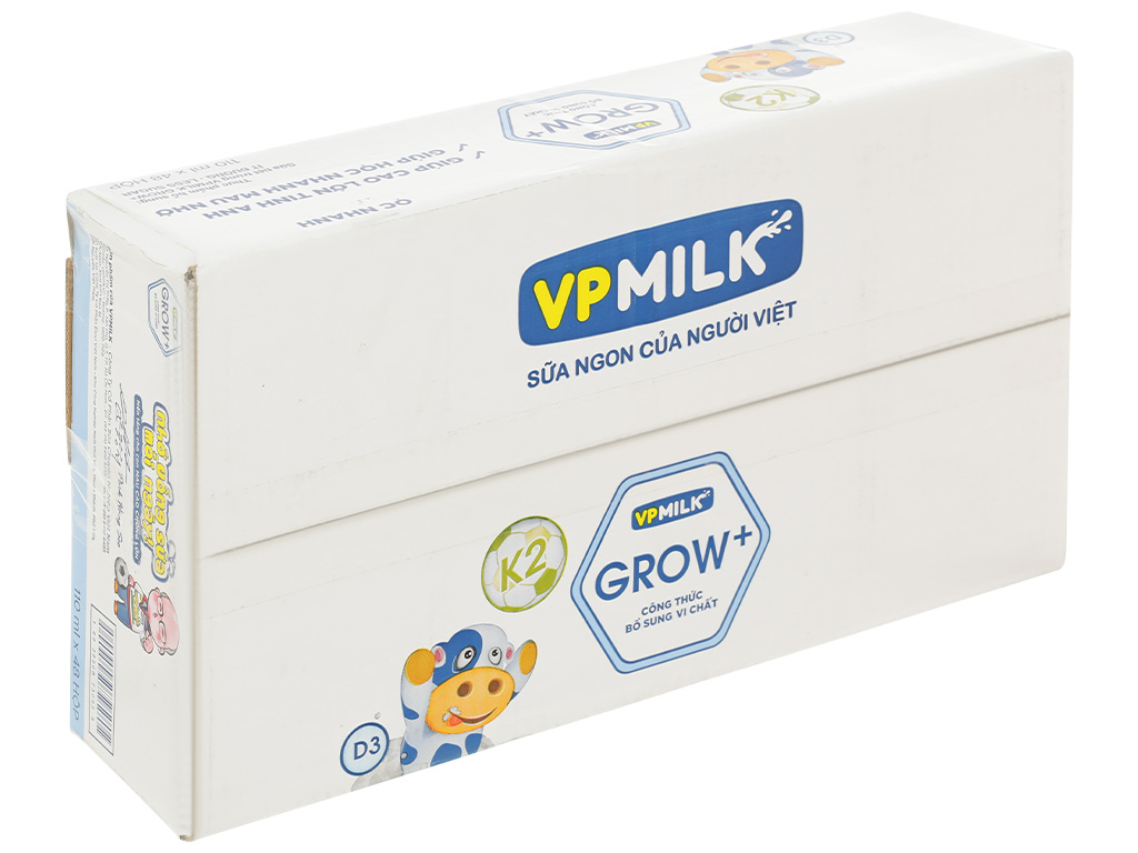 Thùng 48 hộp sữa ít đường VPMilk Grow + 110ml Bách hóa XANH