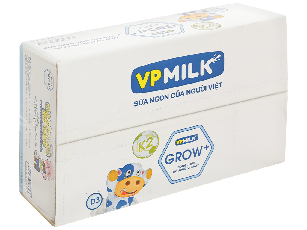 Thùng 48 hộp sữa ít đường VPMilk Grow + 180ml Bách hóa XANH