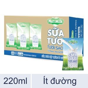 48 bịch sữa ít đường Nutimilk tươi sạch 220ml Bách hóa XANH