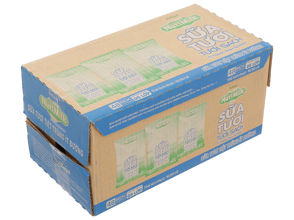 48 bịch sữa ít đường Nutimilk tươi sạch 220ml Bách hóa XANH