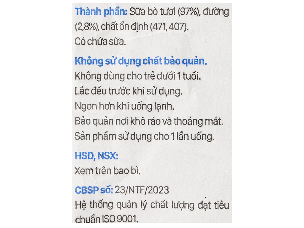 48 bịch sữa ít đường Nutimilk tươi sạch 220ml Bách hóa XANH