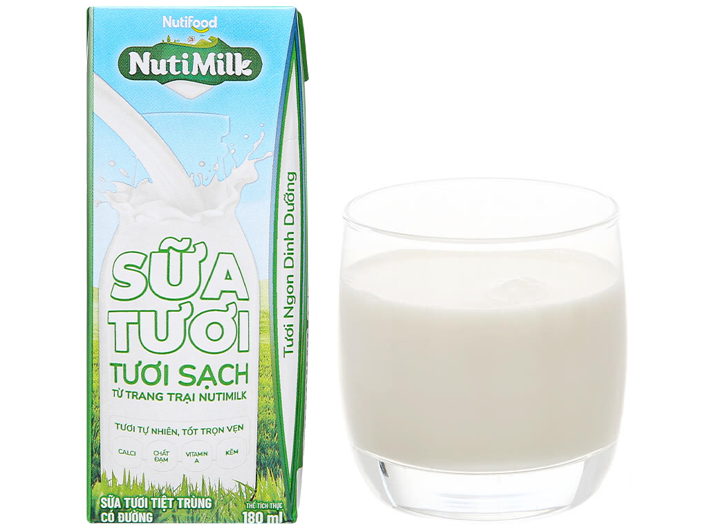 Lốc 4 hộp sữa tươi Nutimilk có đường 180ml tại Bách hóa XANH