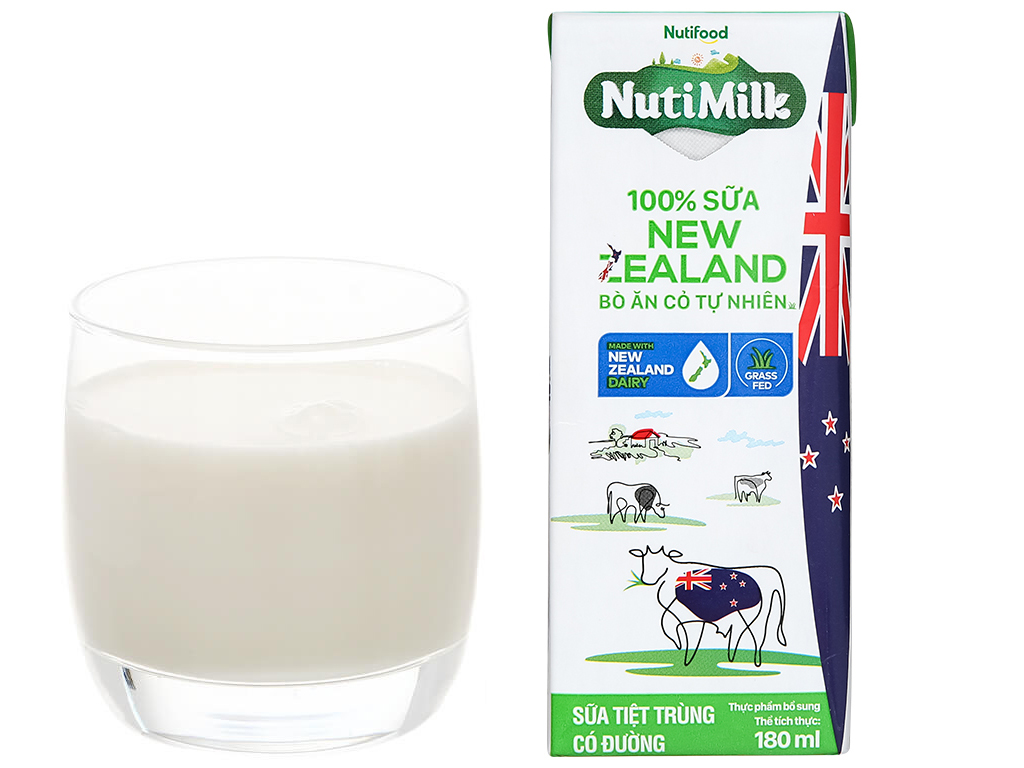 4 hộp sữa tiệt trùng Nutimilk Newzealand 180ml Bách hóa XANH