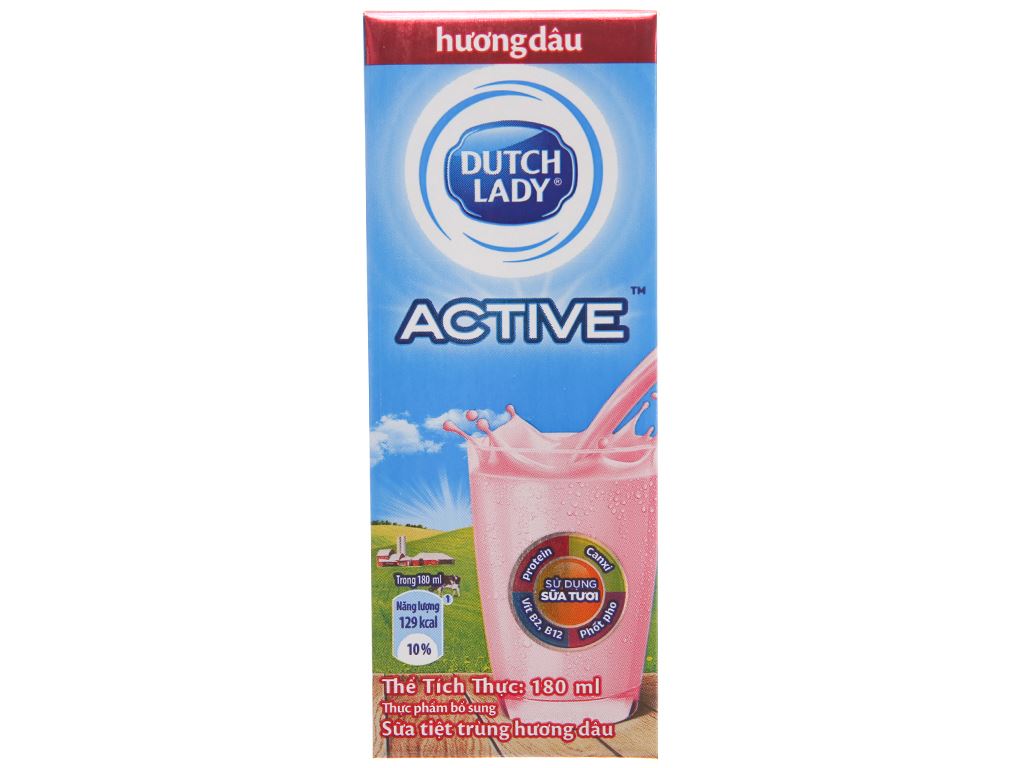 Sữa dâu Dutch Lady hộp 180ml giá tốt tại Bách hoá XANH