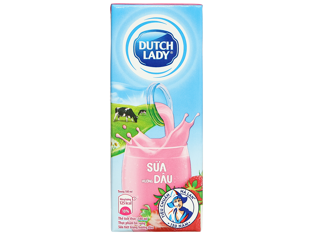 Lốc 4 hộp sữa dâu Dutch Lady 180ml giá tốt tại Bách hoá XANH