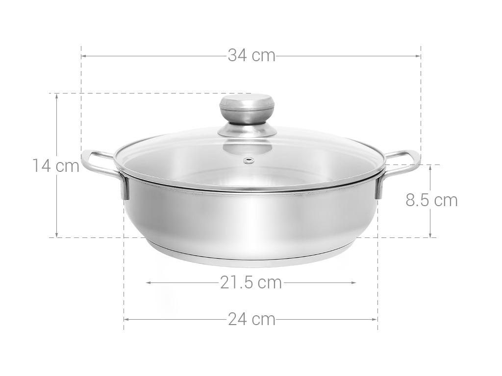 Nồi lẩu inox 3 đáy Rainy 24cm giá tốt tại Bách hoá XANH