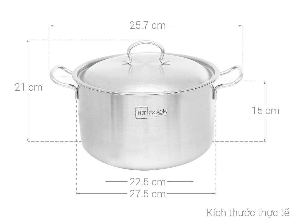 Nồi inox 1 đáy có nắp HT Cook 26cm giá tốt tại Bách hoá XANH