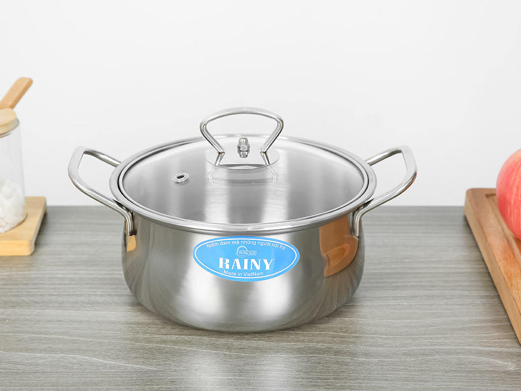 Nồi inox 1 đáy Rainy Táo 16cm giá rẻ tại Bách Hoá XANH