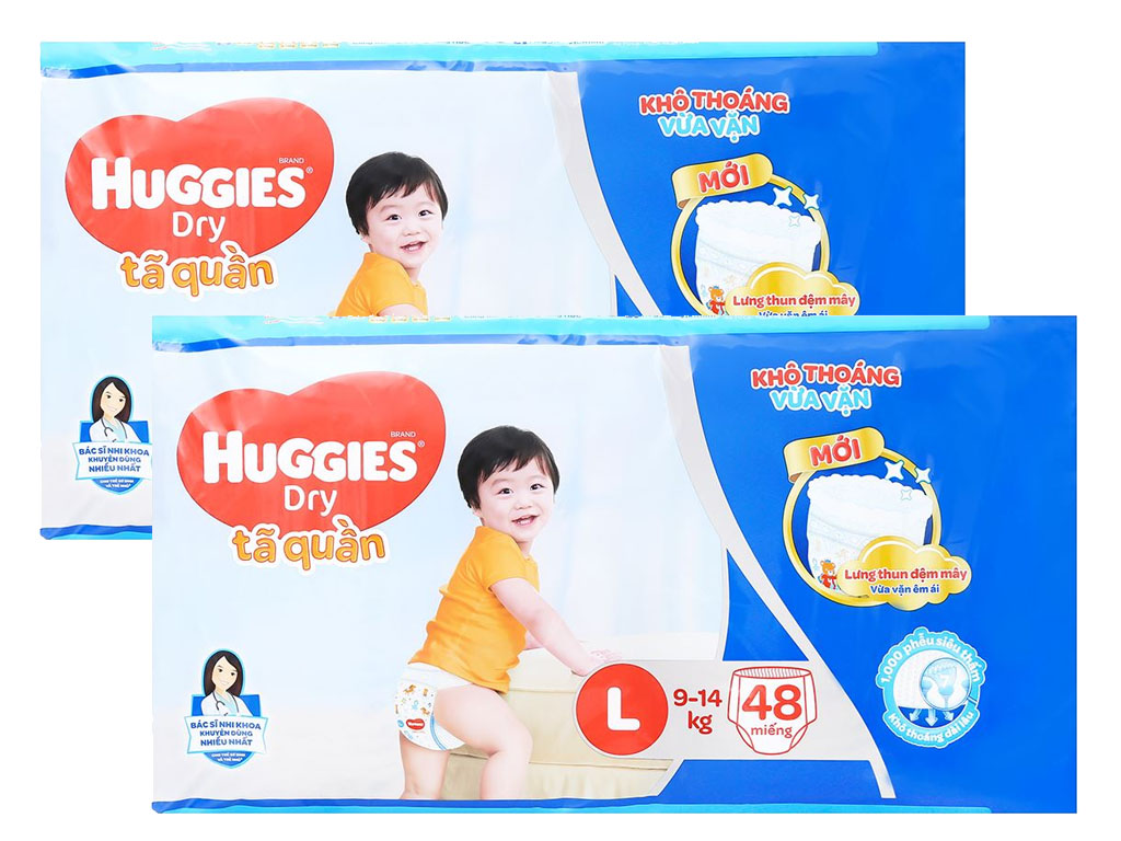 Combo 2 gói tã quần Huggies Dry L 48 miếng tại Bách hoá XANH