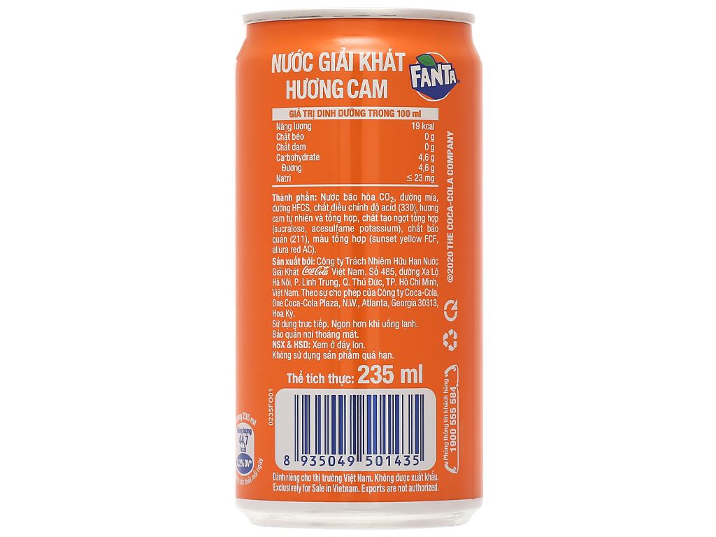 Nước ngọt Fanta vị cam lon 250ml giá tốt tại Bách hoá XANH