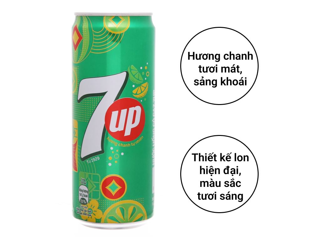 6 lon nước ngọt có gas 7 Up 320ml giá tốt tại Bách hoá XANH