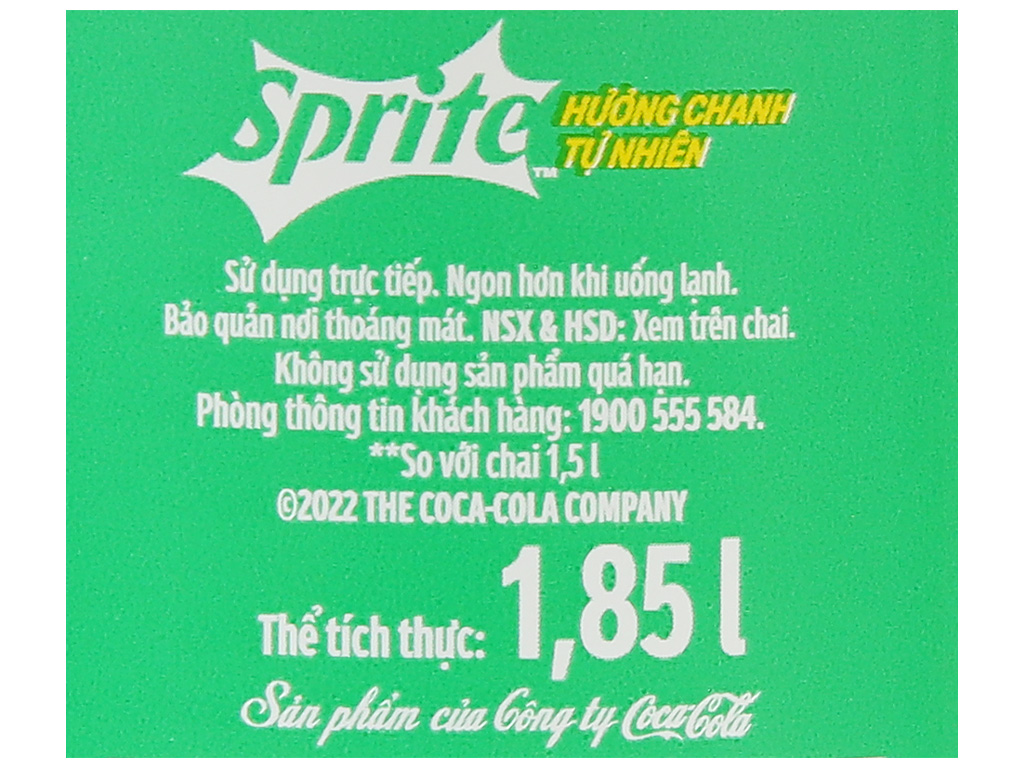 6 chai nước Sprite chanh 1.85 lít giá tốt tại Bách hoá XANH