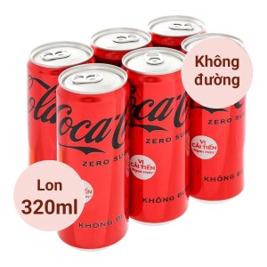 6 lon nước có gas Coca Zero 320ml giá tốt tại Bách hoá XANH