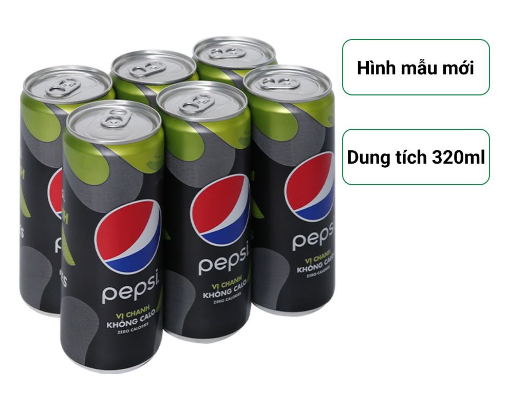 6 lon Pepsi không calo chanh 330ml giá tốt tại Bách hoá XANH