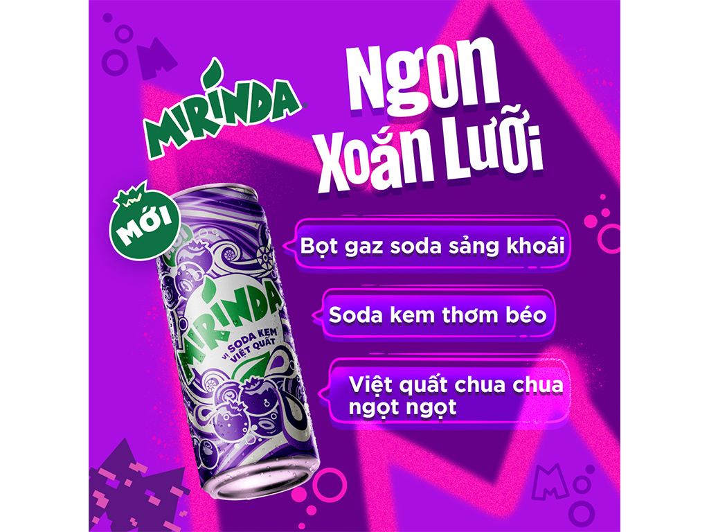 6 lon nước ngọt Mirinda việt quất 320ml tại Bách hoá XANH