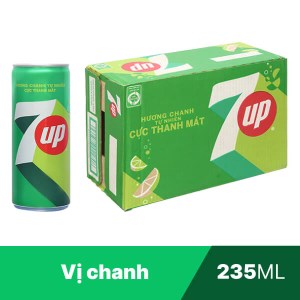 Thùng 24 lon nước ngọt 7 Up vị chanh 235ml tại Bách hoá XANH