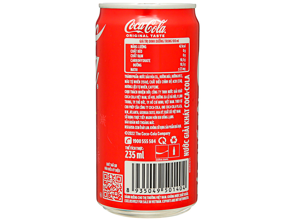 Nước ngọt Coca Cola lon nhỏ 235ml giá tốt tại Bách hoá XANH