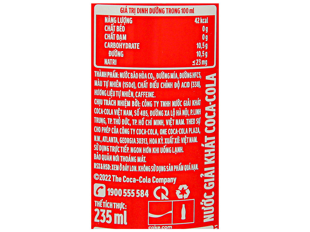 Nước ngọt Coca Cola lon nhỏ 235ml giá tốt tại Bách hoá XANH