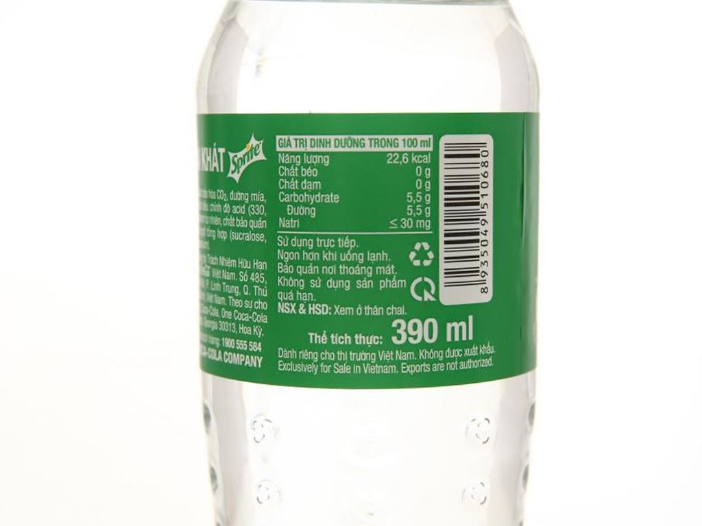 6 chai nước Sprite chanh 390ml giá tốt tại Bách hoá XANH