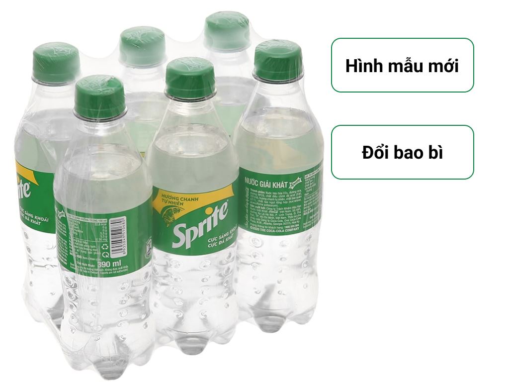 6 chai nước Sprite chanh 390ml giá tốt tại Bách hoá XANH