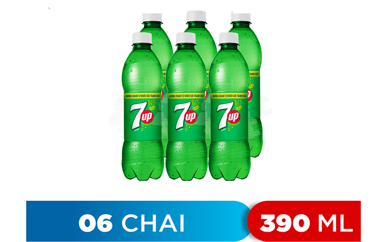 6 chai nước ngọt có gas 7 Up 390ml giá tốt tại Bách hoá XANH
