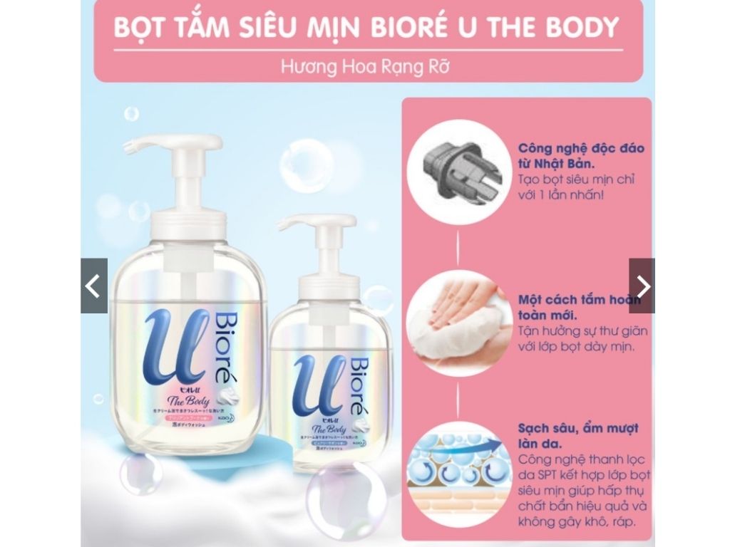 Bọt tắm Bioré U The Body hương hoa 540ml tại Bách hóa XANH