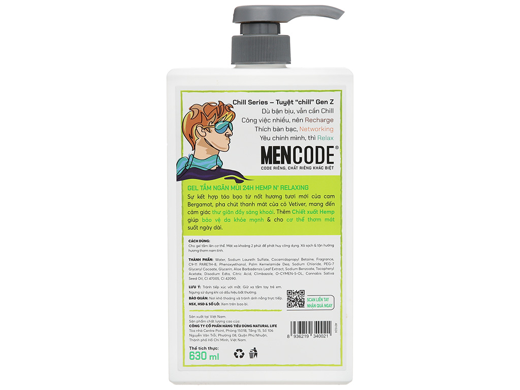 Gel tắm MENCODE Hemp N' Relaxing 630ml tại Bách Hoá XANH