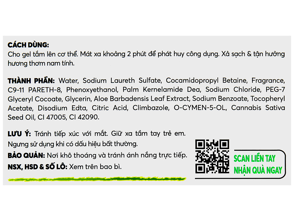 Gel tắm MENCODE Hemp N' Relaxing 630ml tại Bách Hoá XANH