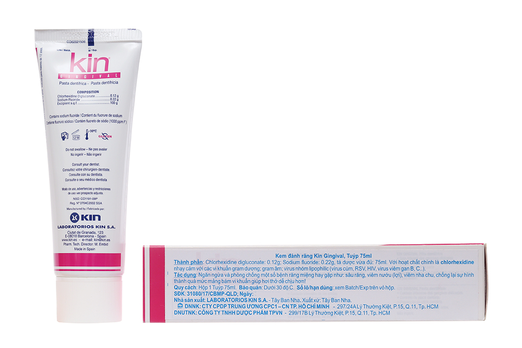 Kem đánh răng Kin Gingival ngừa sâu răng, viêm nướu tuýp 75ml - 08/2024 ...