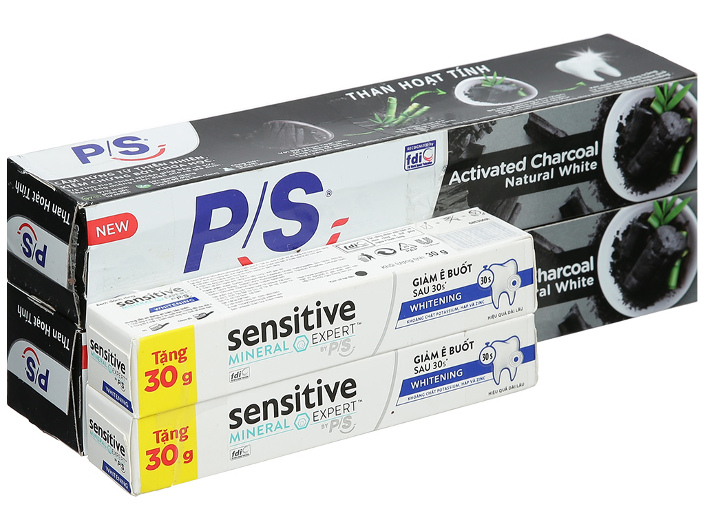 Combo 2 kem đánh răng P/S than hoạt tính 230g Bách hóa XANH