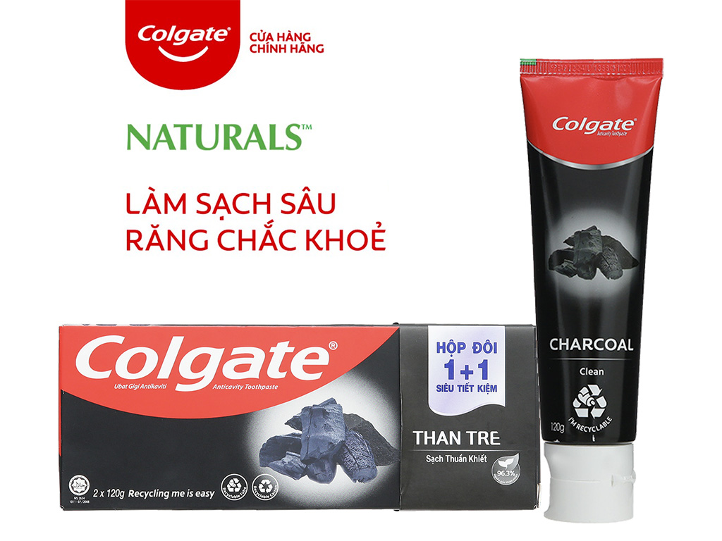 Kem đánh răng Colgate than tre và bạc hà 120g x 2
